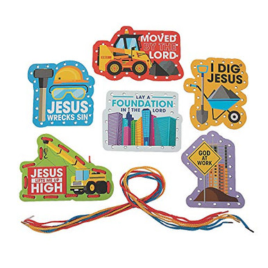 Fun Express Construction Vbs Lacing Cards - 24 Pieces - Educational and ...