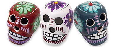 HP Industries Inc. Day of The Dead Miniature Clay Sugar Skull 3 Pack ...
