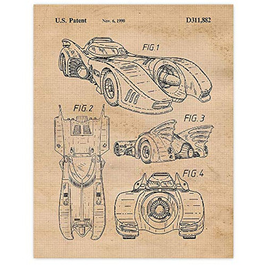 Vintage Batmobile Patent Poster Prints Set of 1 11x14 Unframed Photo ...