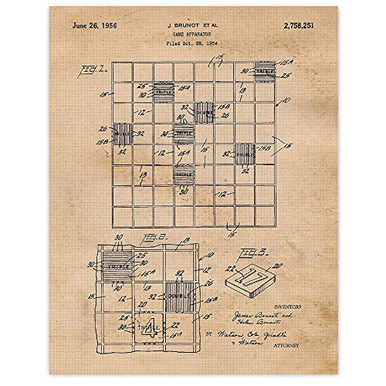 Vintage Scrabble Game Patent Poster Prints Set of 1 11x14 Unframed ...