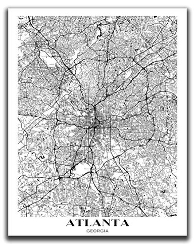 Atlanta GA City Map Wall Art - 11x14 inch UNFRAMED Print - Modern ...