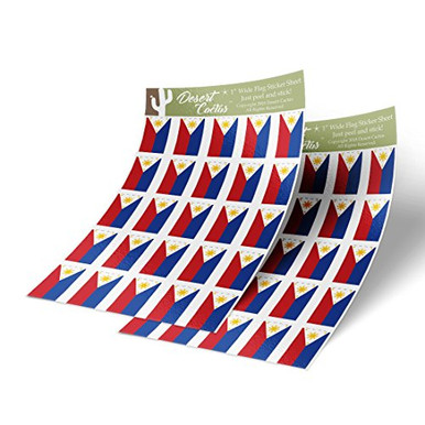 Philippines Country Flag Sticker Decal 1 inch Rectangle Two Sheets 50 ...