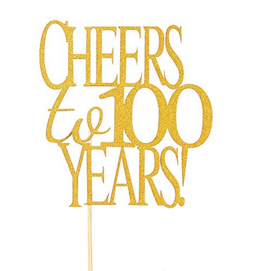 Cheer to 100 Years Cake Topper -Gold Glitter Hello100- Happy 100 ...