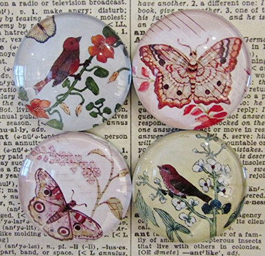 Birds and Butterflies Handcrafted Magnet - Original Art - Decorative ...