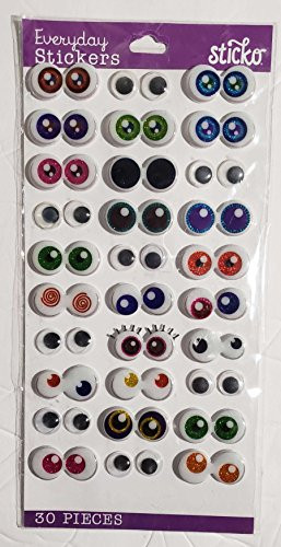 Craft 30 Piece Wiggle Eye Stickers by Sticko - Warehousesoverstock