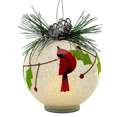 BANBERRY DESIGNS 2020 Annual Glass Cardinal Christmas Ornament - LED ...
