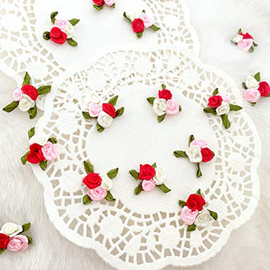 Mini Rose Bouquet Red Satin roses Bouquet Making Small Craft Flowers ...