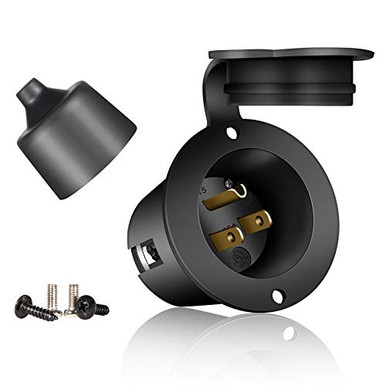 15 Amp Flanged Inlet 125V 2 Pole 3 Wire NEMA 5-15 Male Receptacle with ...