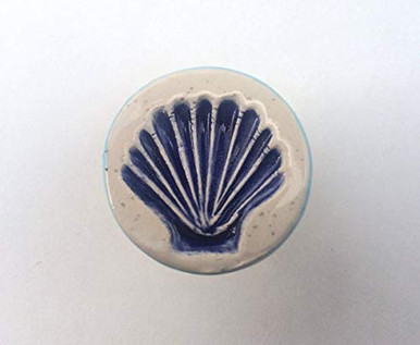 Scallop Seashell Knob Seashell Drawer Pull Nautical Knobs Blue and ...