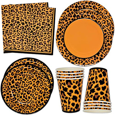 Leopard Print Party Supplies Tableware Set 24 9 inch Plates 24 7 inch ...