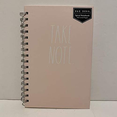 Rae Dunn TAKE NOTE Pink Hard Cover Spiral Notebook - 9 x 6 in - 160 ...