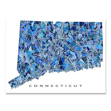 Connecticut Wall Art Print 8x10 Connecticut Map Poster 24x36 Handmade ...