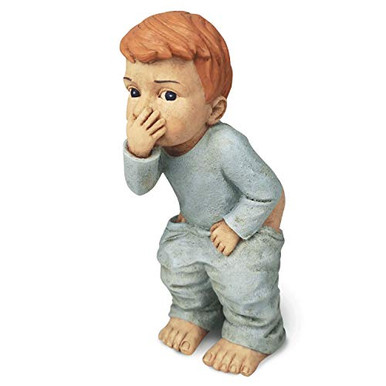 Funny Bathroom Decor Stinky Boy 7.6 Inches Hand Painted Figurine Rustic ...