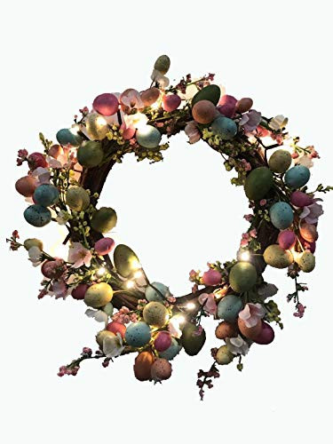 Egg Wreath 18-inch Wreath Spring Wreath 30LLED Battery Light 3AA ...