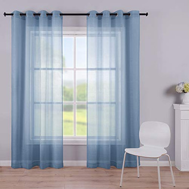 KOUFALL Dusty Blue Curtains 84 Inch Length for Living Room Decor Set of ...