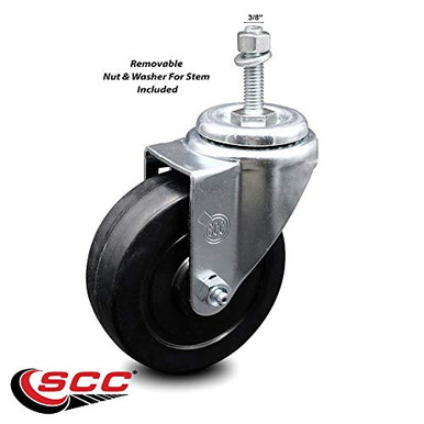 Soft Rubber Swivel Threaded Stem Caster w 4 inch x 1.25 inch Black ...