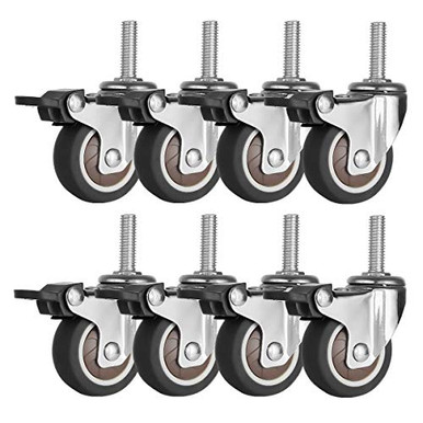 FactorDuty 8 Pack Stem Caster Wheels 2 Inch Small Tiny Mini Swivel ...