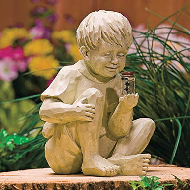 The Lakeside Collection Ceramic Boy with Solar Lighted Fireflies ...