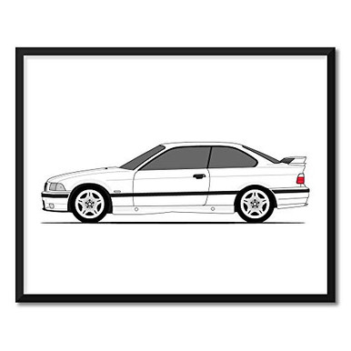 CUSTOMIZABLE COLOR BMW M3 E36 3 Series Side Profile View Inspired ...