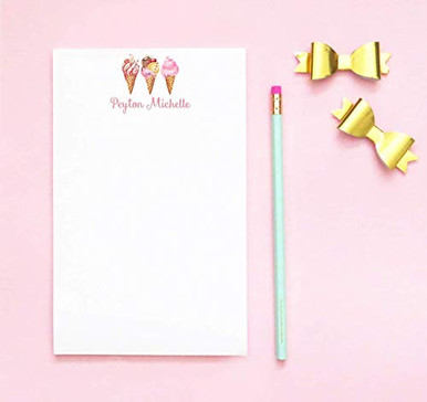 Ice Cream Notepad Set Personalized Ice Cream Stationary Paper with ...