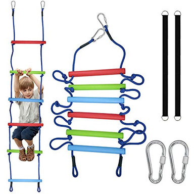Trsmima 6.6 Ft Rainbow Climbing Rope Ladder for Kids Nylon Rope and ...