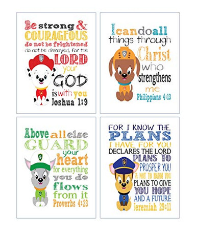 Paw Patrol Inspirational Nursery Decor Art Print Set of 4 - Chase ...