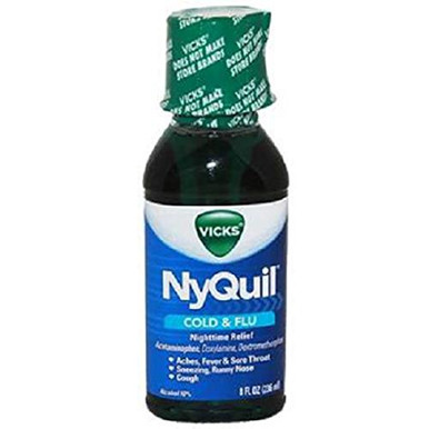Vicks Nyquil Cold and Flu Night Time Original Count 1 - Cough Syrup ...