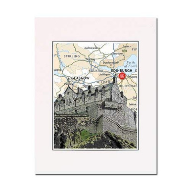 Edinburgh Castle Scotland on Castlehill ancient landmark. Map Art Print ...