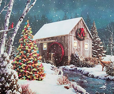 Oak Street Christmas Winter Scenes LED Art Canvas Light up Pictures 17 ...