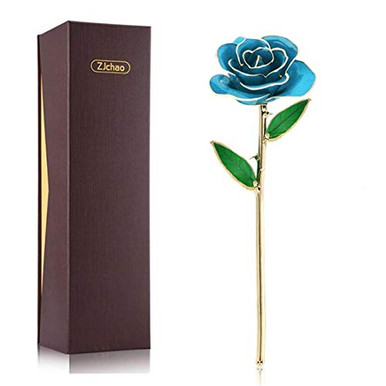 ZJchao 24K Blue Rose Gifts for Her Eternity Love Dipped Gold Real Rose ...