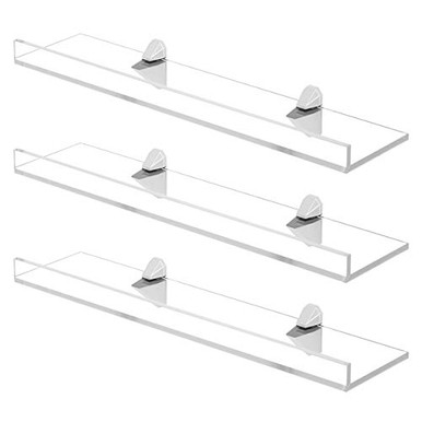 NIUBEE 3 Pack Folating Ledge Shelf 16 Inches Clear Acrylic Invisible ...
