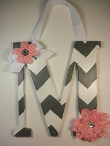 Wood Hanging letter Nursery wall decor Nursery Letter Chevron Letter A ...