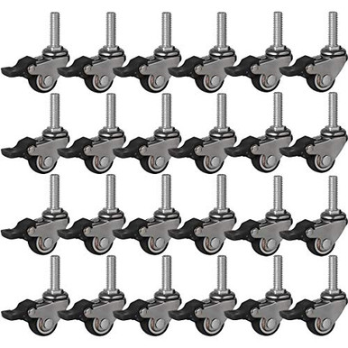 FactorDuty 24 Pack Stem Caster Wheels 1 Inch Small Tiny Mini Swivel ...