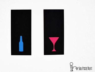 Bottle and Glass Set of two Bathroom Sign - Modern Restroom Signs ...