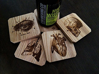 Wooden Anatomy Coasters Set of 4 - Warehousesoverstock