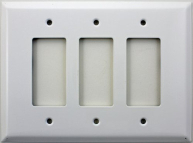 Stamped Steel Over Sized Jumbo Smooth White 3 Gang GFI Rocker Switch ...
