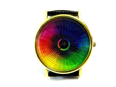 Color Wheel Watch Color Wheel Leather Watch Bracelet Watch Handmade ...