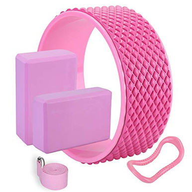 SHINYEVER 5-in-1 Yoga Wheel Set - 1 Yoga Wheel for Back Pain 2 EVA Foam ...