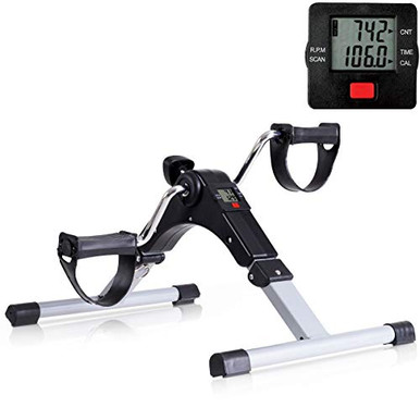 Goplus Folding Pedal Exerciser Adjustable Resistance Mini Exercise Bike ...