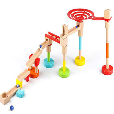 Gemileo Wooden Marble Run for Kids Beginner to Expert Architects Ball ...