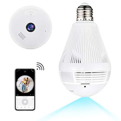 Light Bulb Camera 360 Panoramic 2.4G WiFi Camera Indoor Outdoor ...