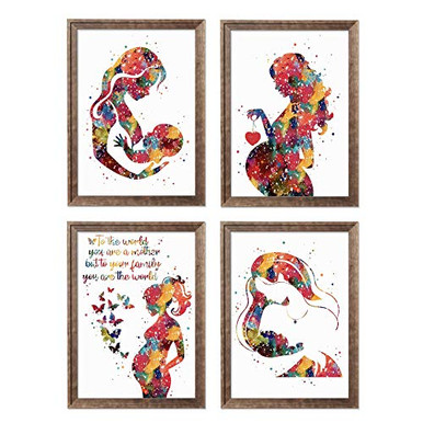 Maternity Watercolor Print Set Pregnancy Wall Art Baby s Development ...
