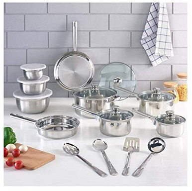 Mainstays Stainless Steel 18-Piece Cookware Set - Warehousesoverstock