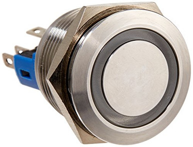 Uxcell DC 24V Thread Momentary Stainless Steel Push Button Switch, 22mm ...