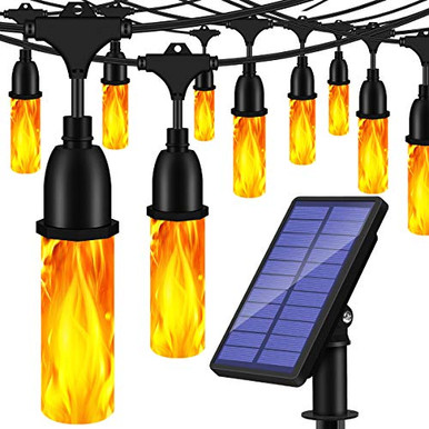 TomCare Solar Lights Flickering Flame Outdoor Solar String Lights 27 Ft ...