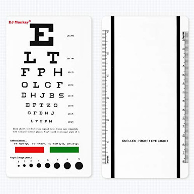 DJ Monkey Pocket Eye Chart Snellen Mini Portable 3.85x7.28 inches Size ...