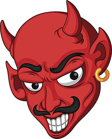 EW Designs Creepy Smiling Red Demon Devil with Earring Cartoon Vinyl ...