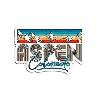 Aspen Colorado Ski Vintage Souvenir Mountain Skiing - Sticker Graphic ...
