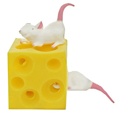 Stretchy Mice and Cheese Toy - 2 Squishable Figures And Cheese Block ...
