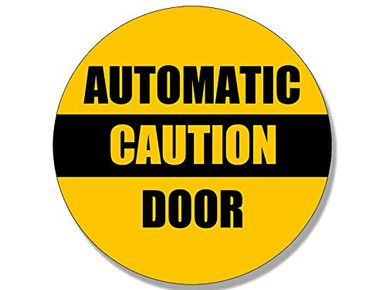 MAGNET 4x4 inch Round CAUTION AUTOMATIC DOOR Sticker - business grocery ...